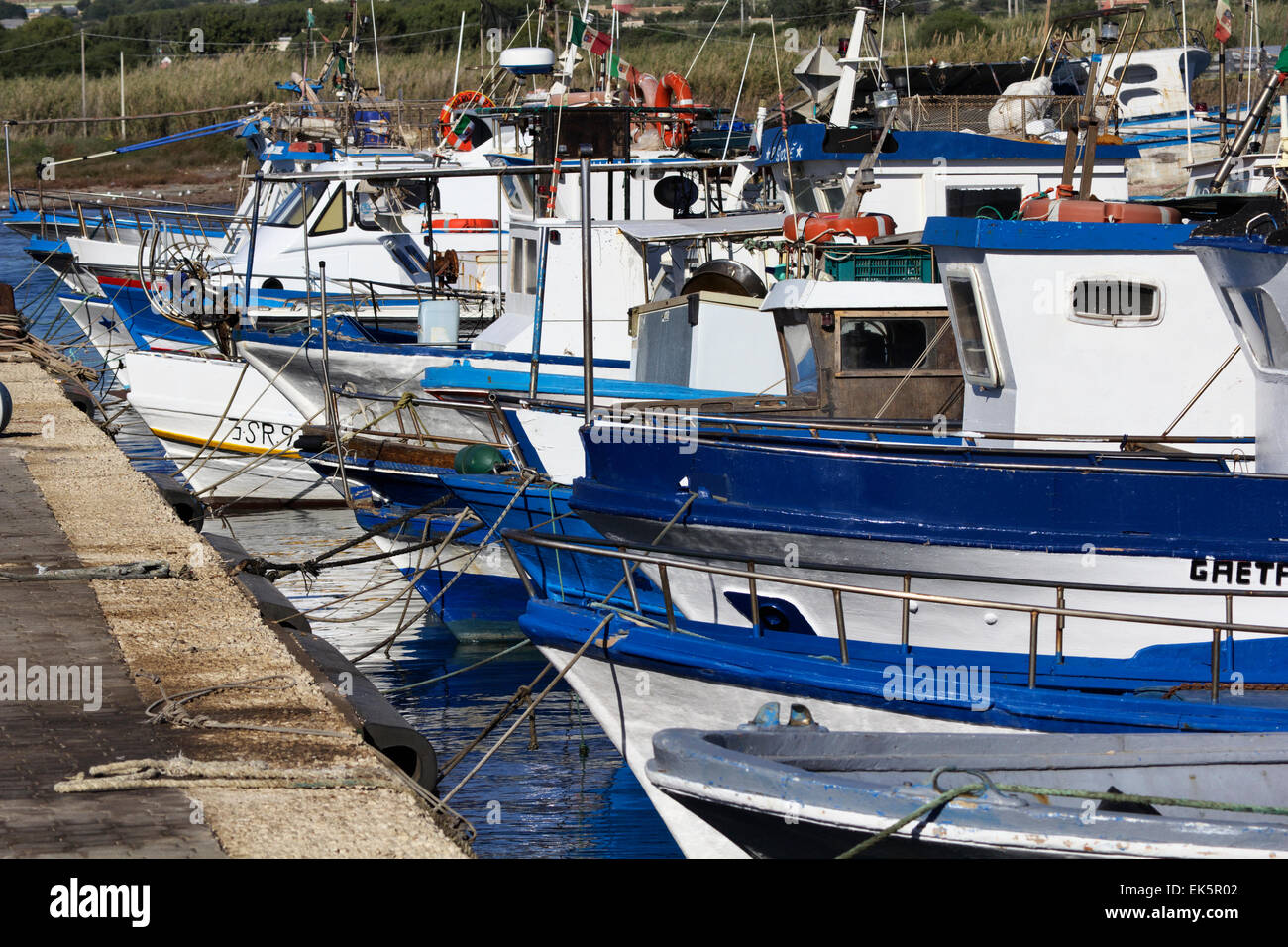 Italy, Sicily, Portopalo di Capo Passero, fishing boats in the port ...