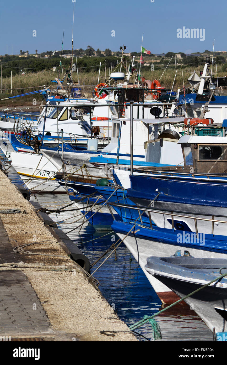 Italy, Sicily, Portopalo di Capo Passero, fishing boats in the port ...
