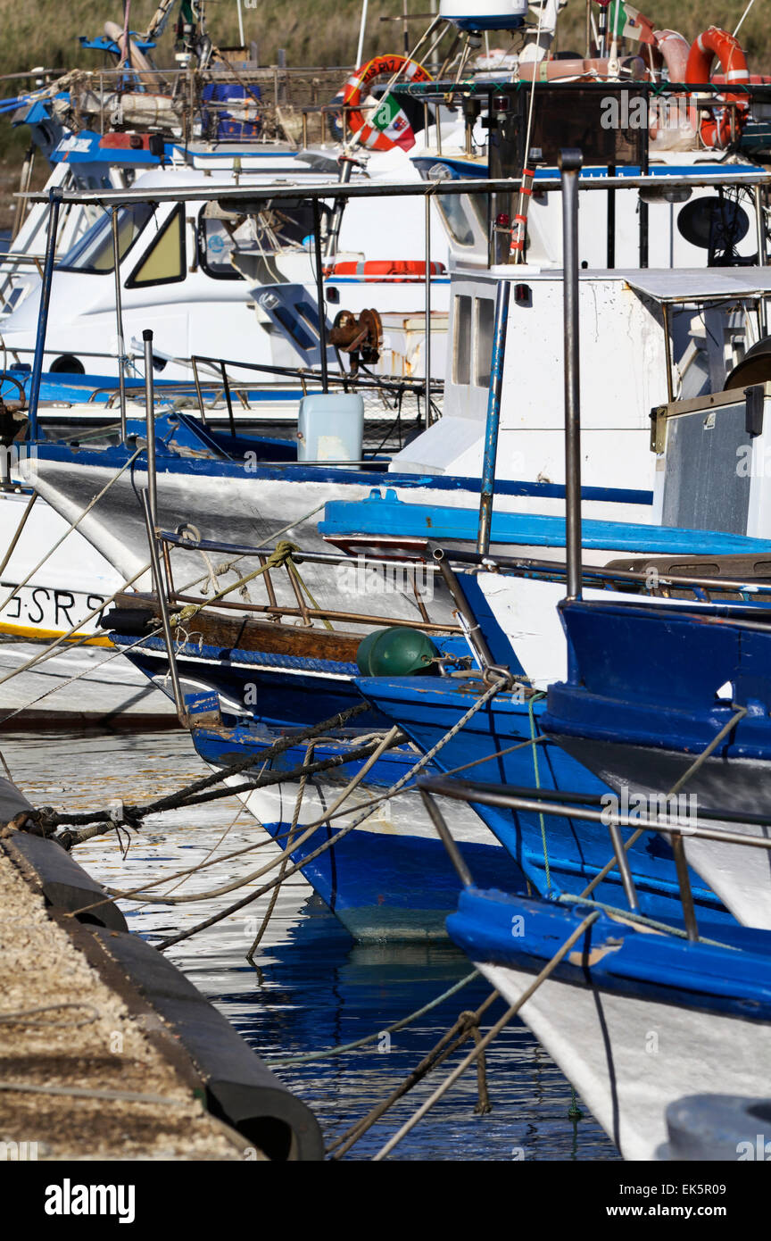 Italy, Sicily, Portopalo di Capo Passero, fishing boats in the port ...