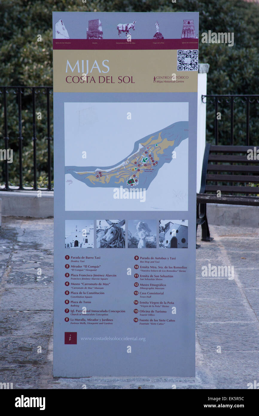 Mijas tourist information map Stock Photo - Alamy