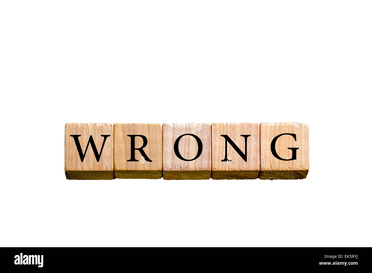 Word WRONG. Wooden small cubes with letters isolated on white ...