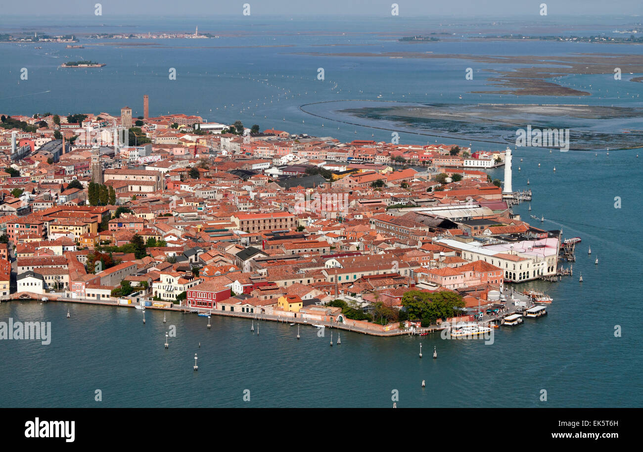 Italy, Venice, Murano Island and venetian lagoon aerial view Stock ...