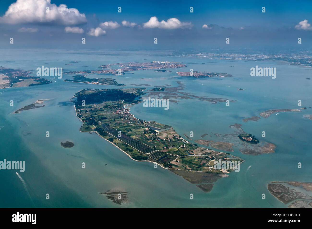 italy, veneto, aerial view of Venice and venetian lagoon Stock Photo ...