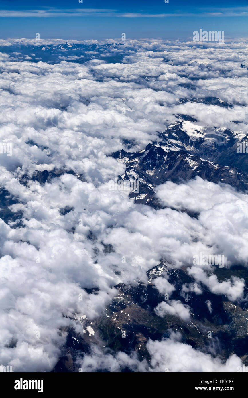 Italy, aerial view of the italian Alps and the Mont Blanc Stock Photo ...