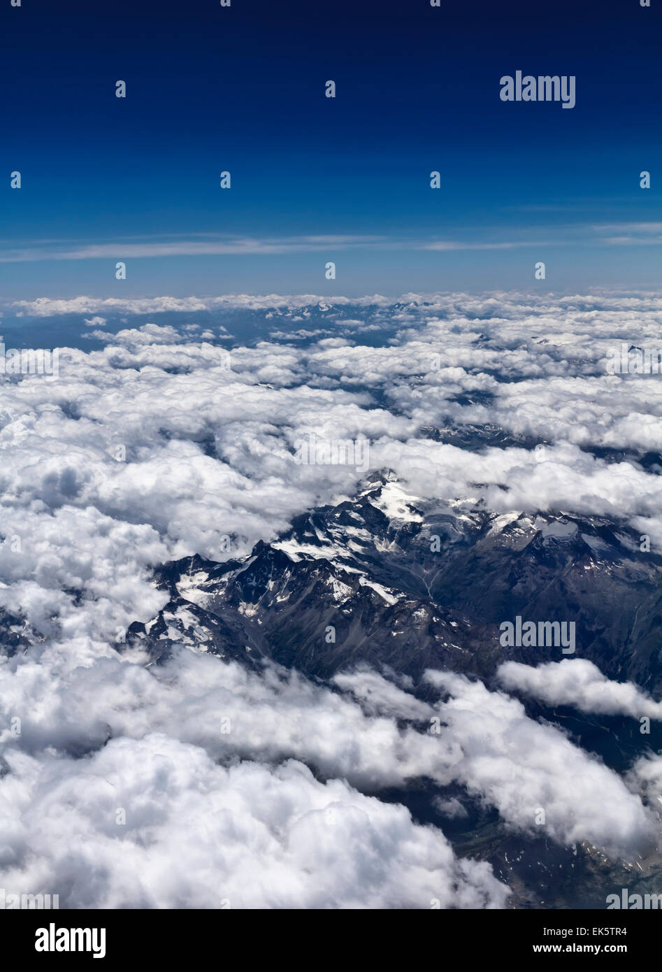 Italy, aerial view of the italian Alps and the Mont Blanc Stock Photo ...