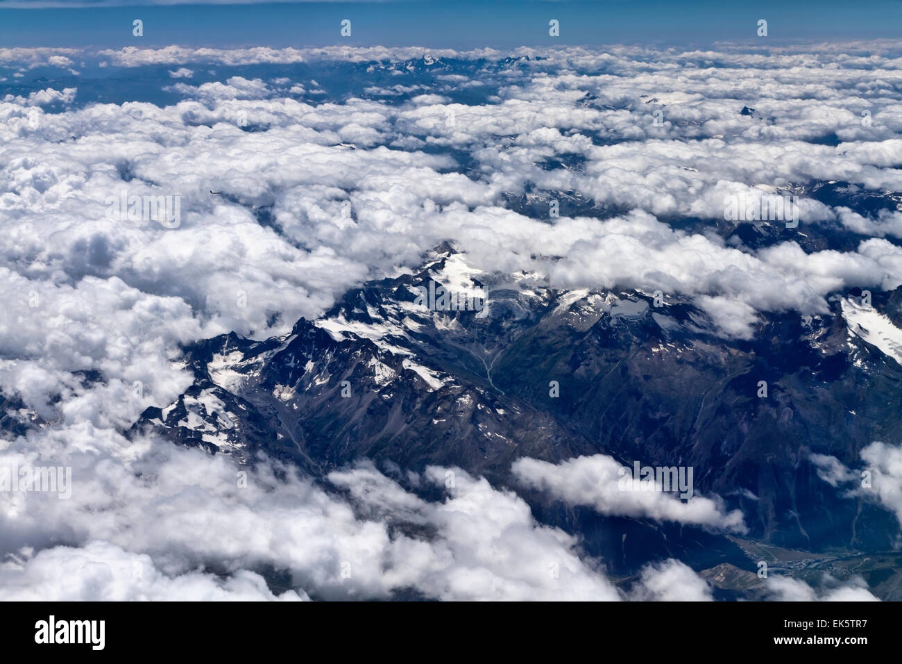 Italy, aerial view of the italian Alps and the Mont Blanc Stock Photo ...