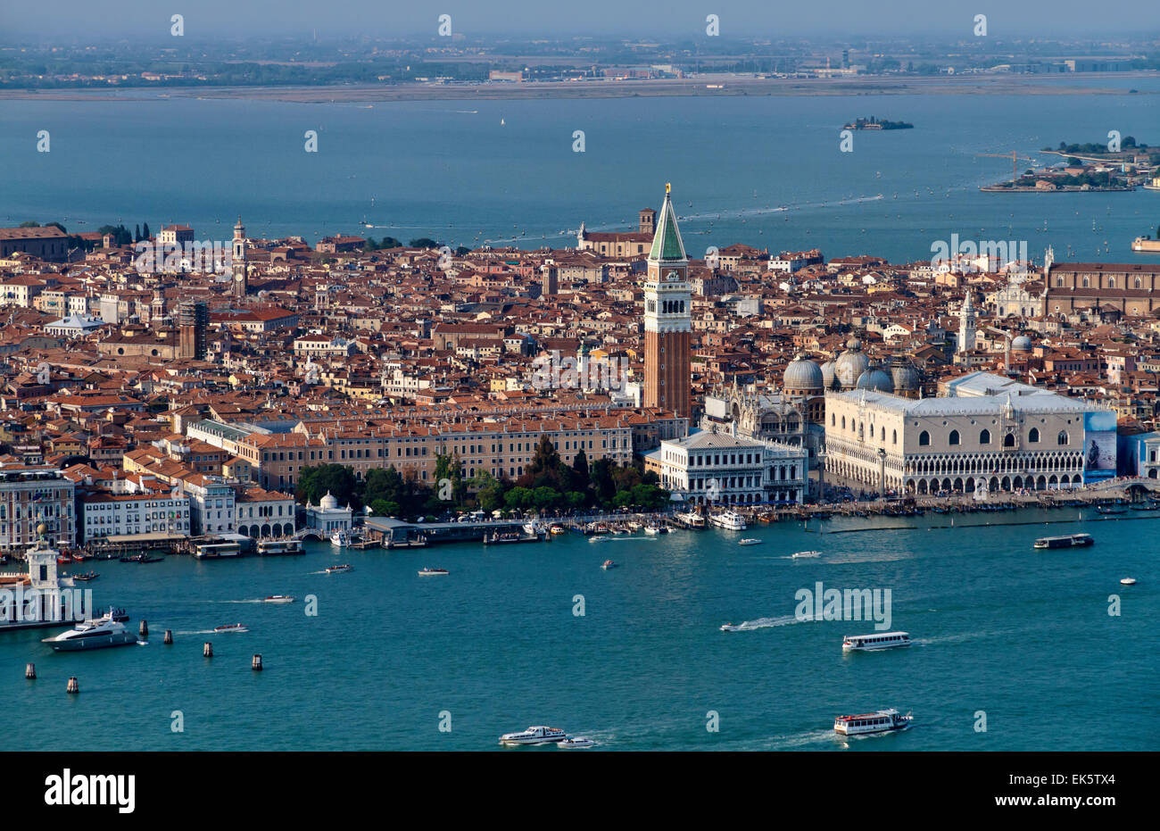 Italy, Venice, aerial view of the city and venetian lagoon Stock Photo ...