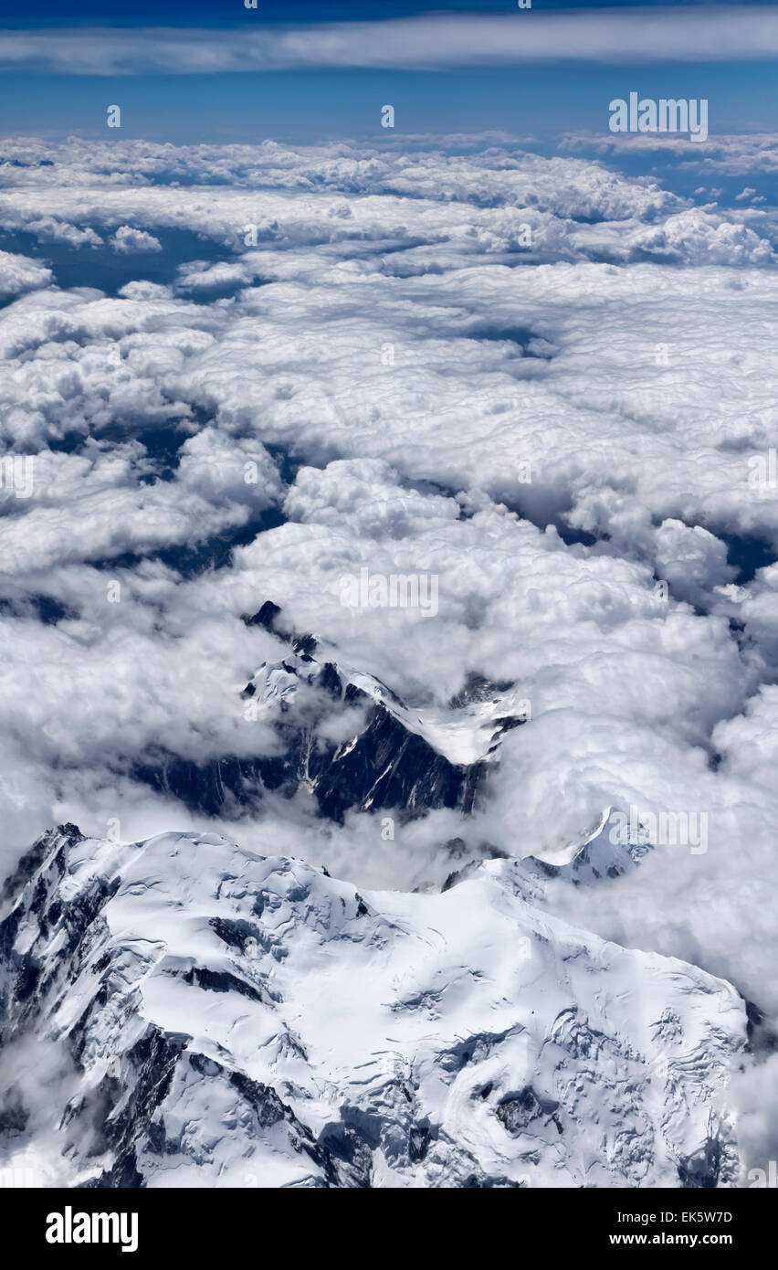 Italy, aerial view of the italian Alps and the Mont Blanc Stock Photo ...