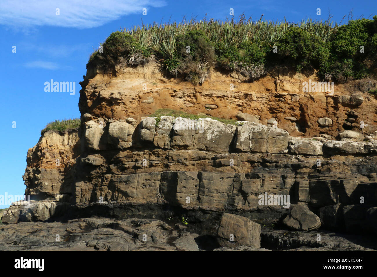 Rock layers on cliff curio bay hi-res stock photography and images - Alamy