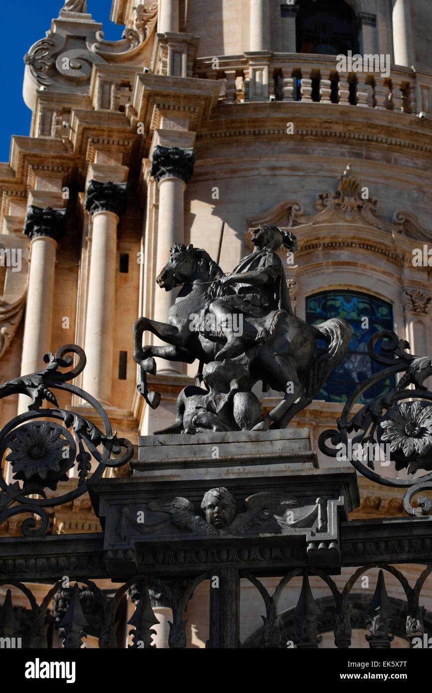 Italy, Sicily, Ragusa Ibla, St. George Cathedral, St. George iron ...