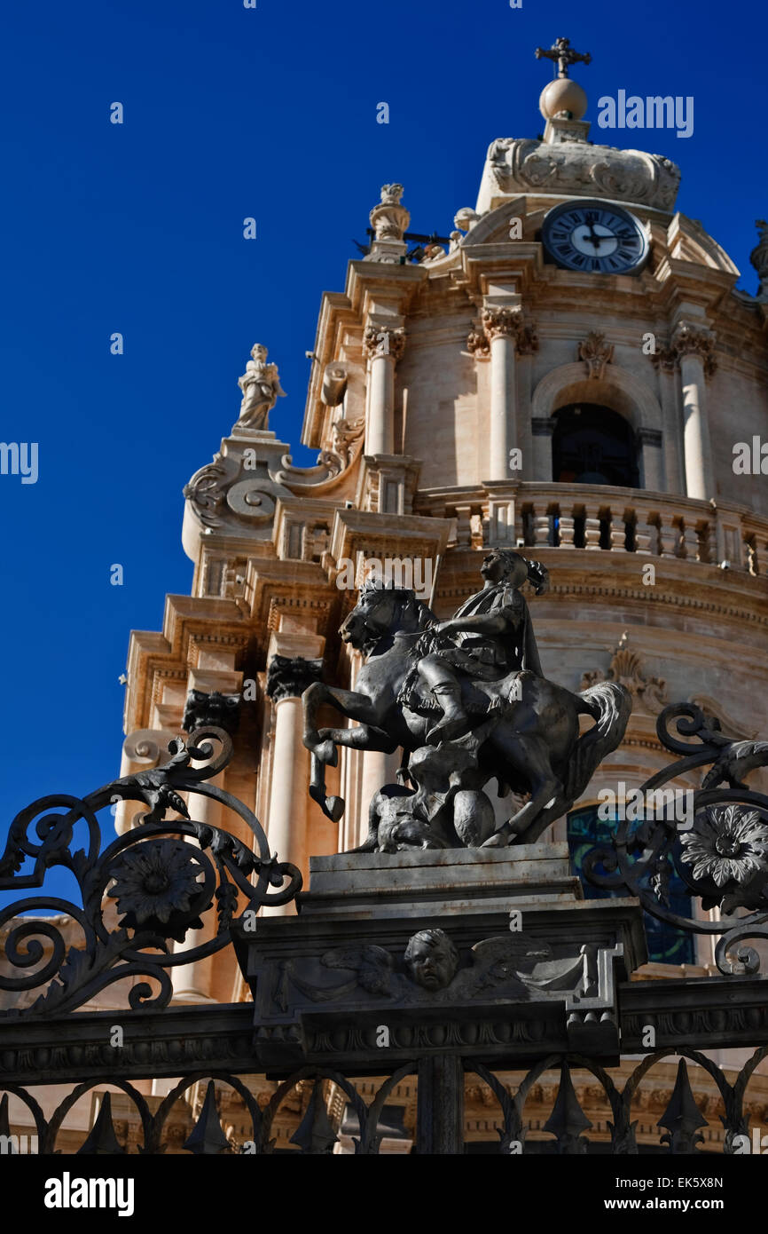 Italy, Sicily, Ragusa Ibla, St. George Cathedral, St. George iron ...
