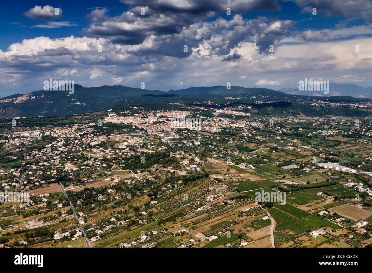 Italy. Lazio, aerial view of Frascati (roman castles, Rome Stock Photo ...