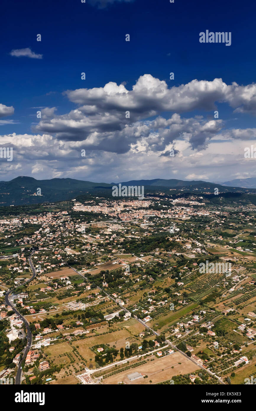 Italy. Lazio, aerial view of Frascati (roman castles, Rome Stock Photo ...
