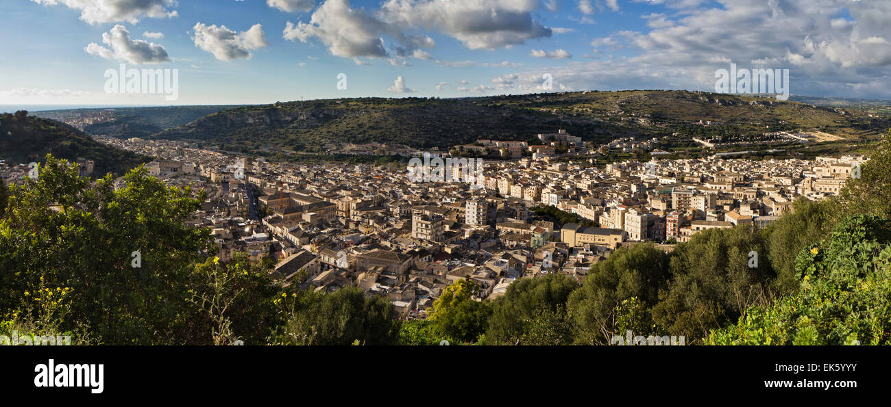 Italy, Sicily, panoramic view of Scicli town (Ragusa province Stock ...