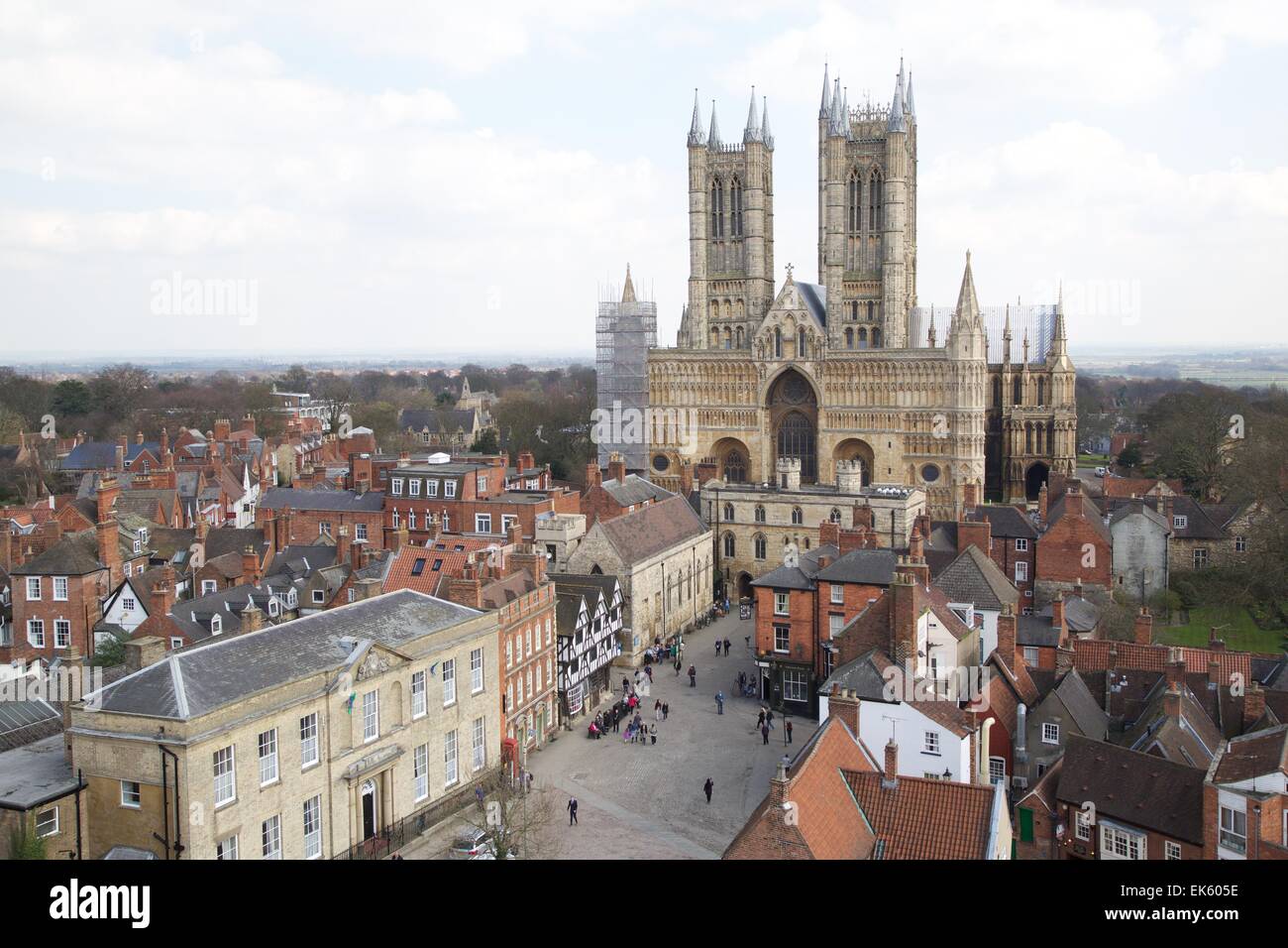 Lincoln Cathedral and Castle Square from the walls of Lincoln Castle ...
