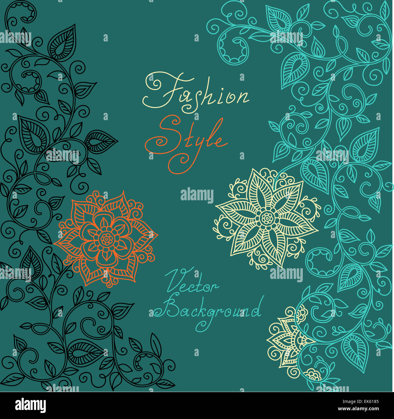 vector red and green floral pattern Stock Photo - Alamy