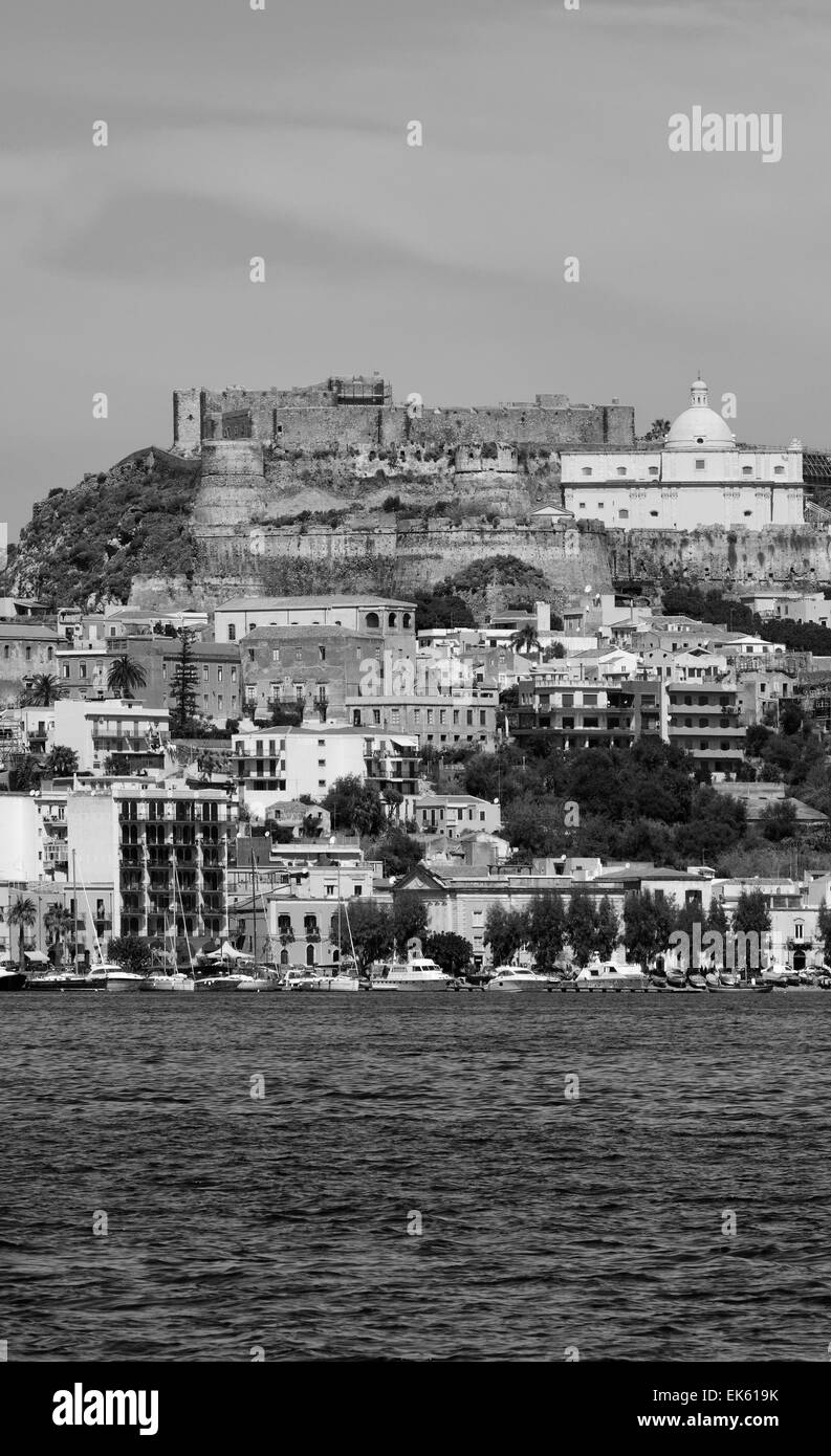 Italy, Sicily, view of Milazzo town from the sea Stock Photo - Alamy