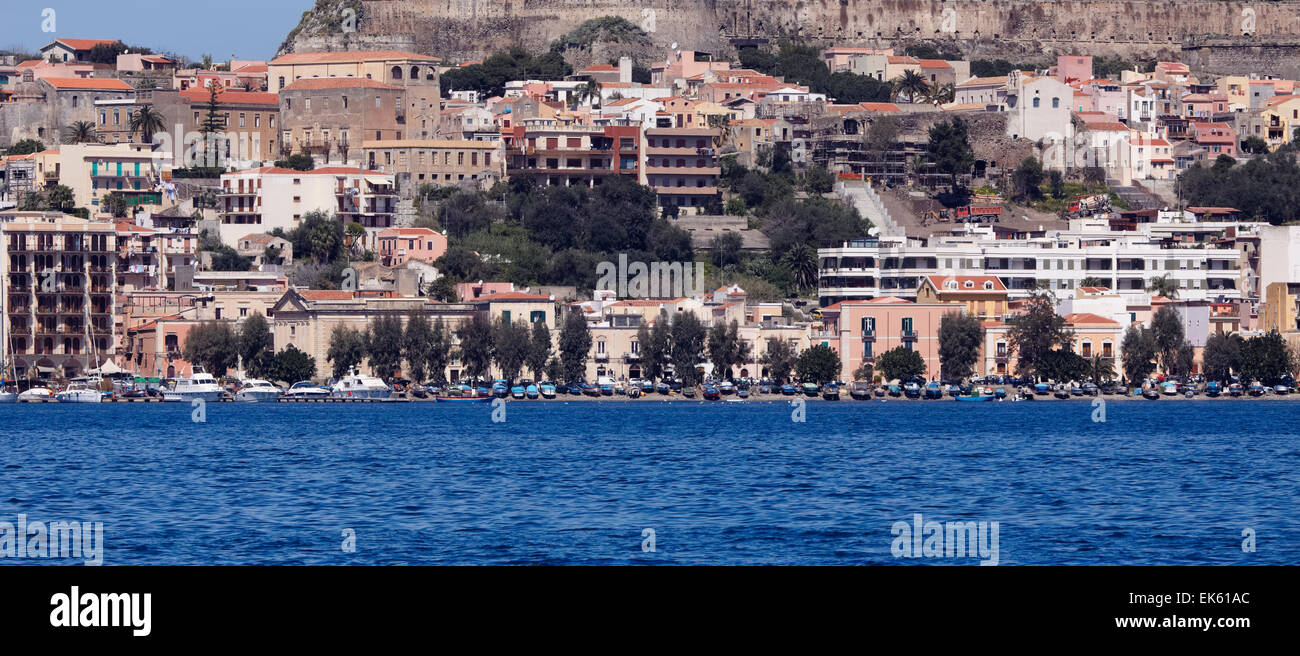 Italy, Sicily, view of Milazzo town from the sea Stock Photo - Alamy