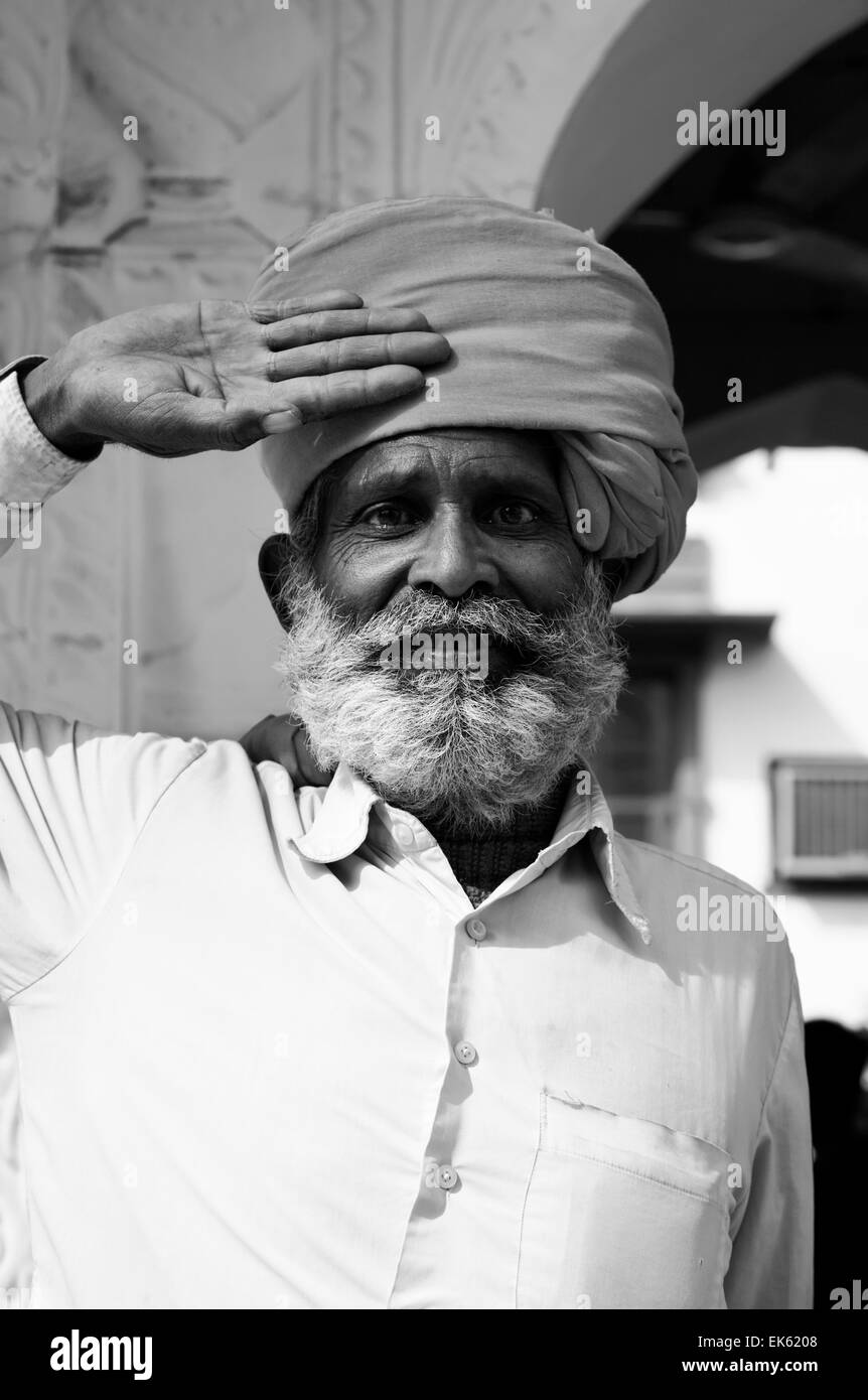 Indian security guard Black and White Stock Photos & Images - Alamy