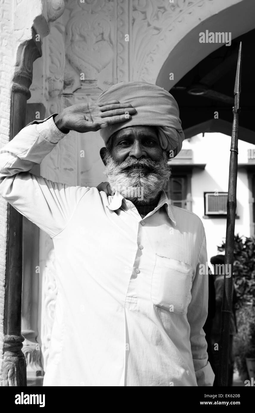 Indian security guard Black and White Stock Photos & Images - Alamy