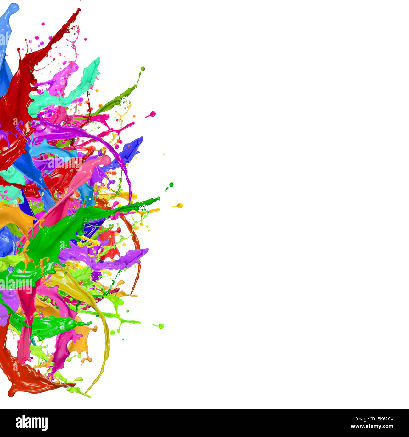 Colored splashes in abstract shape on white background Stock Photo - Alamy