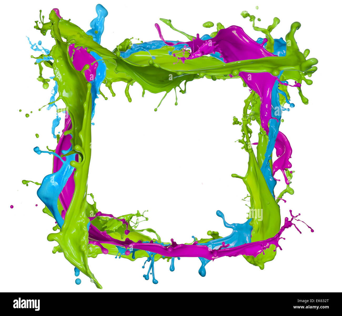 Colored splashes in abstract shape on white background Stock Photo - Alamy