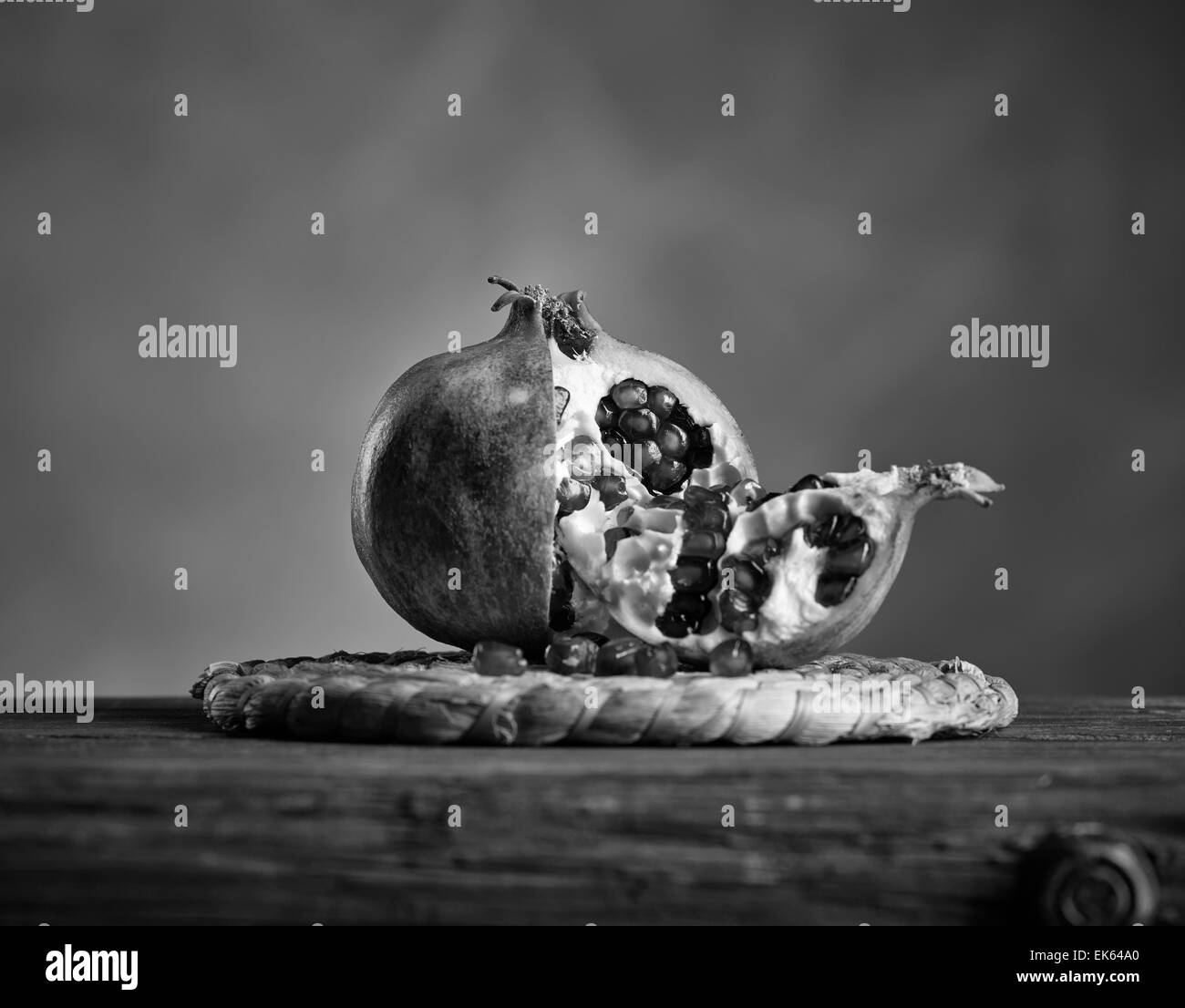 Slice pomegranate Black and White Stock Photos & Images - Alamy