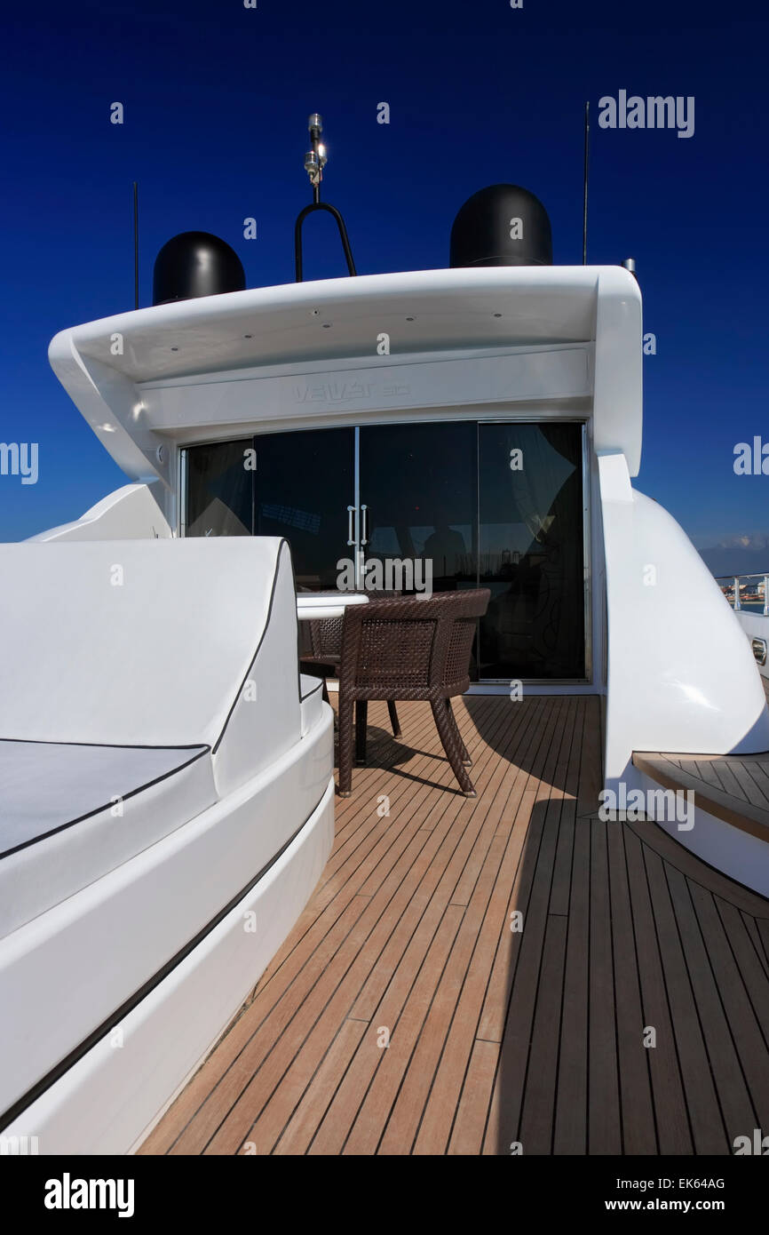 Italy, Tuscany, Viareggio, Tecnomar Velvet 90' luxury yacht, backboard ...