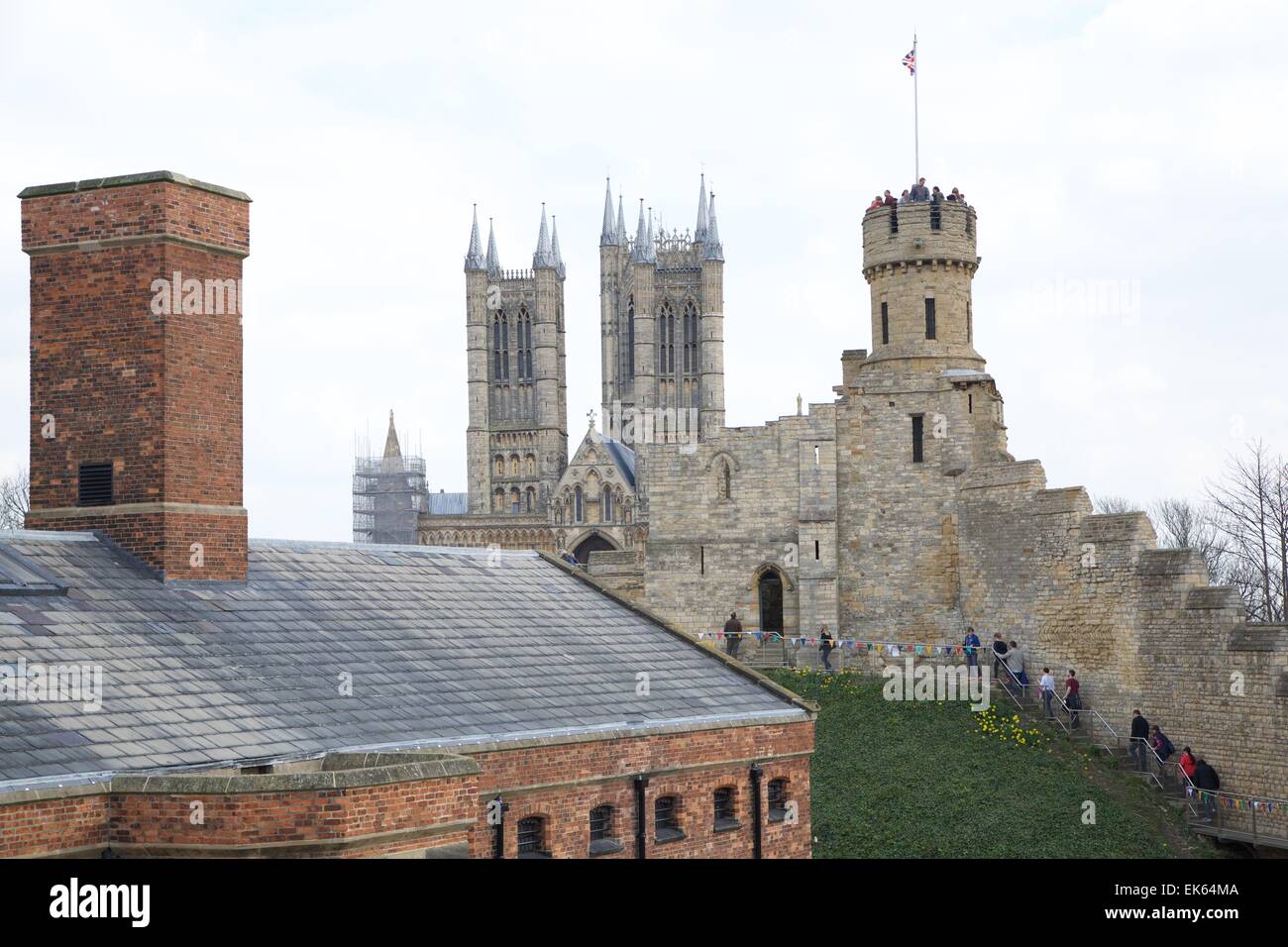 Observatory tower of Lincoln Castle new 2015 showing Lincoln Cathedral ...