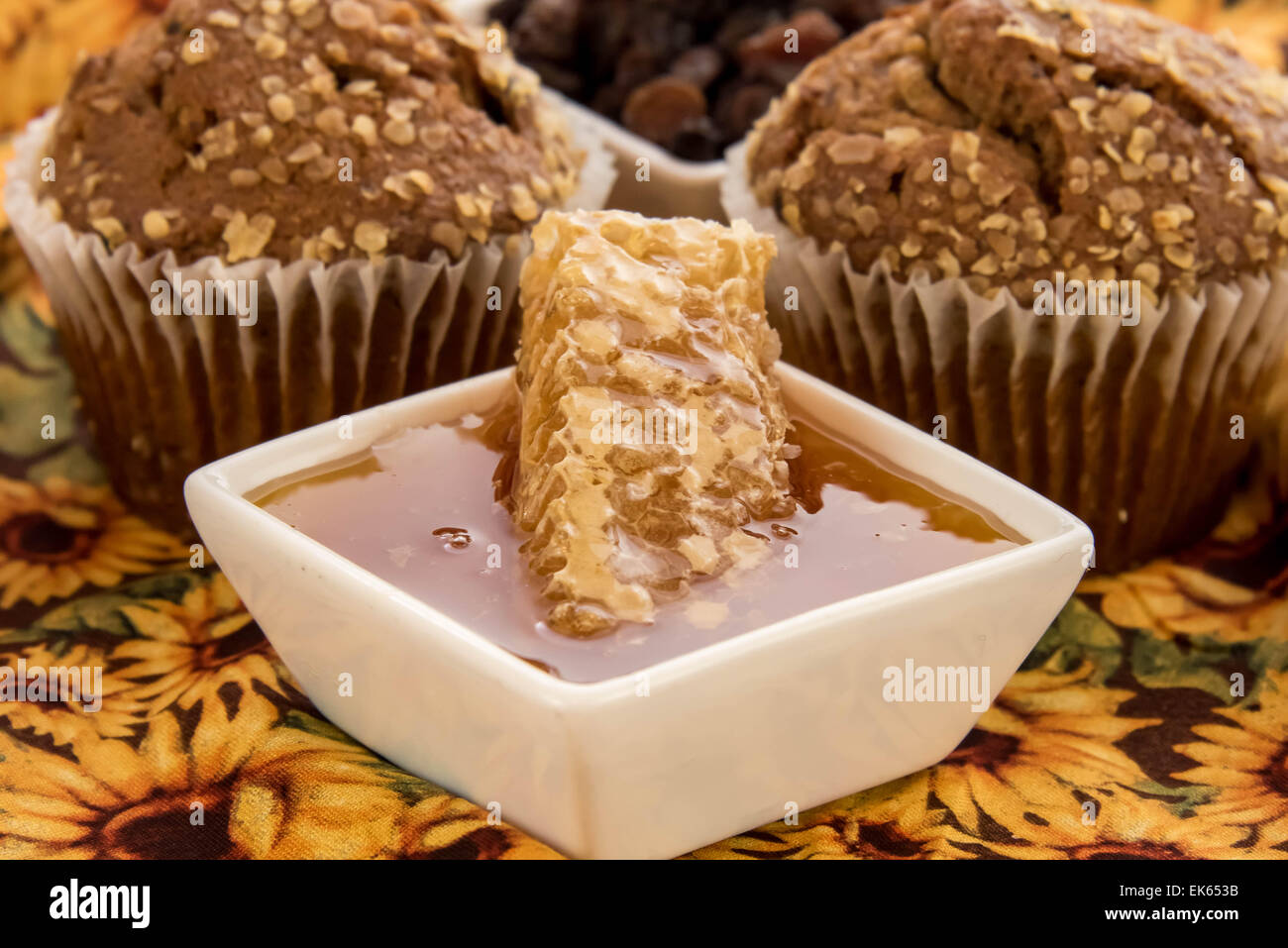 Fresh made honey raisin bran muffins Stock Photo - Alamy
