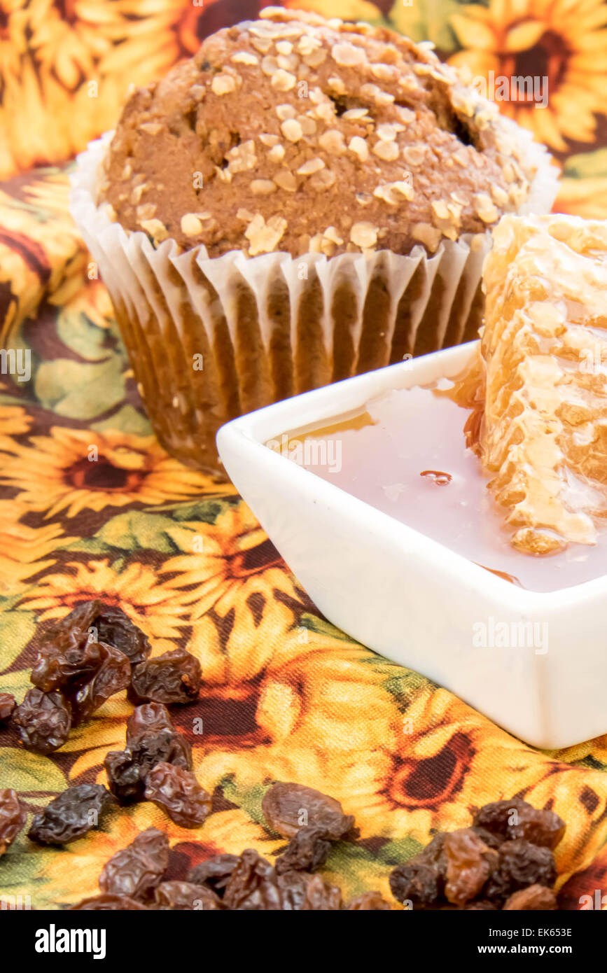 Fresh made honey raisin bran muffins Stock Photo - Alamy