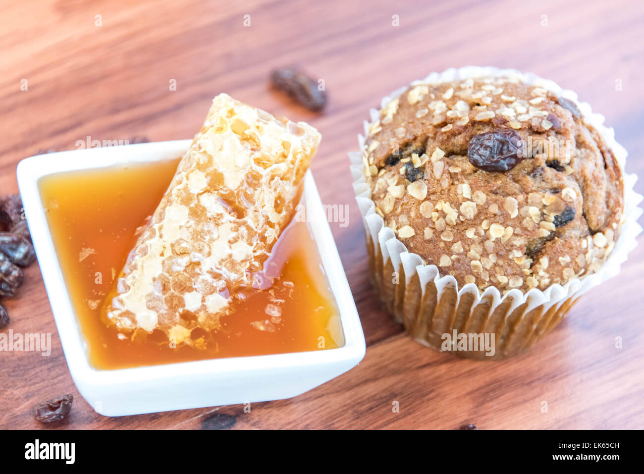 Fresh made honey raisin bran muffins Stock Photo - Alamy