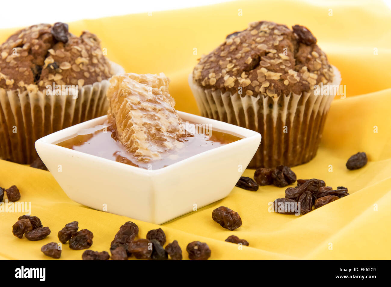 Fresh made honey raisin bran muffins Stock Photo - Alamy