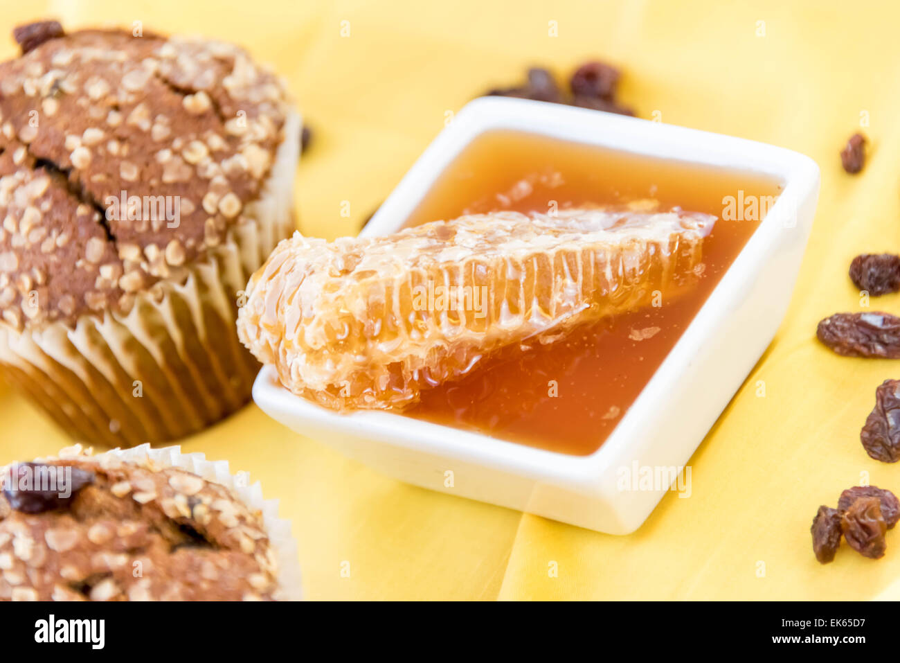 Fresh made honey raisin bran muffins Stock Photo - Alamy