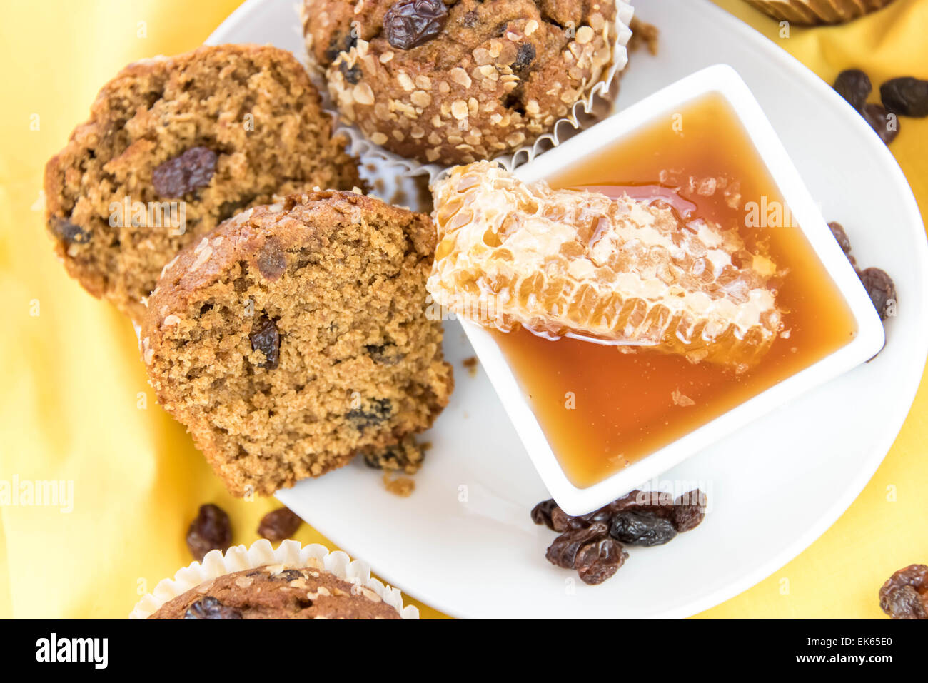 Fresh made honey raisin bran muffins Stock Photo - Alamy
