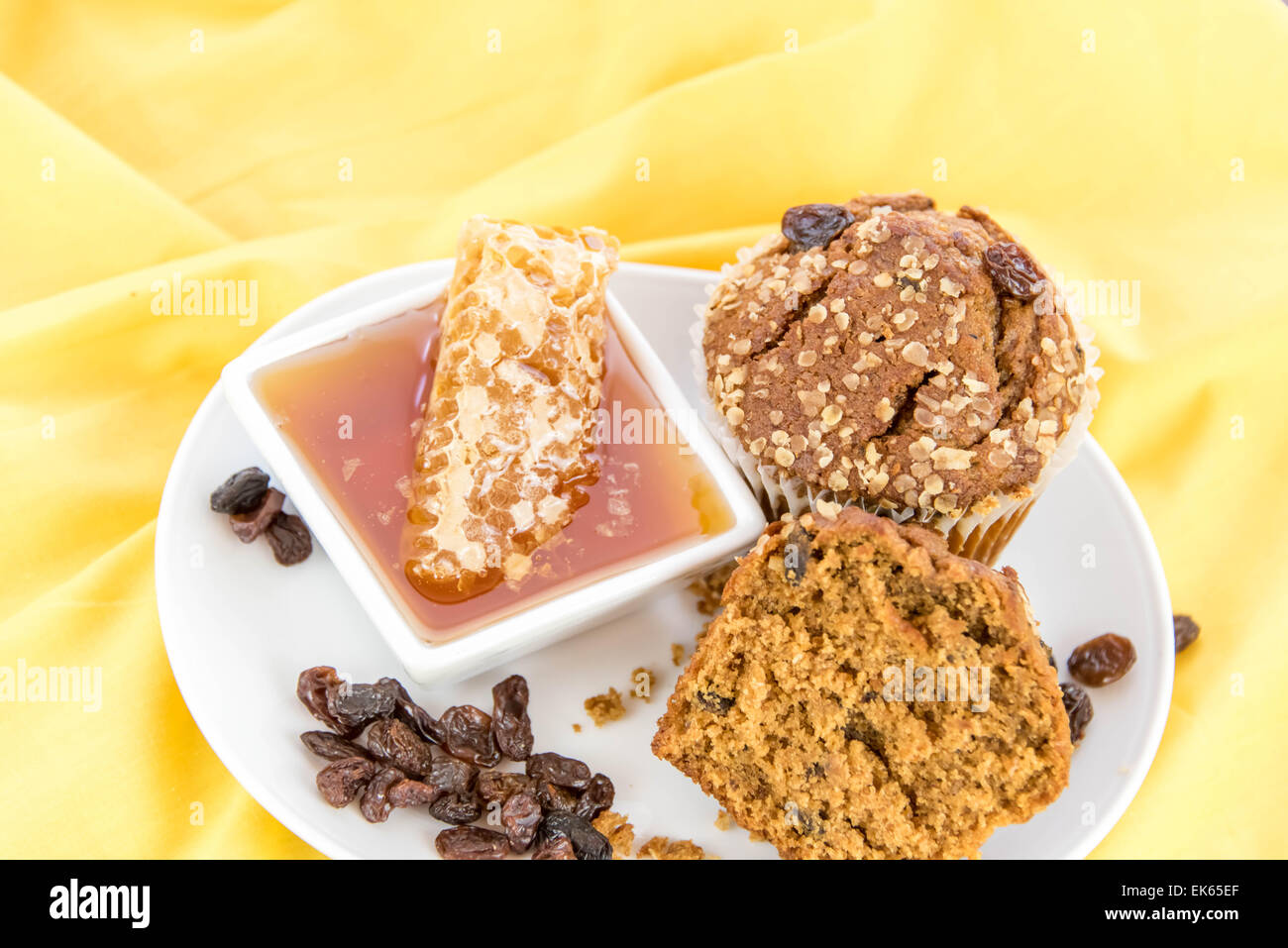 Fresh made honey raisin bran muffins Stock Photo - Alamy