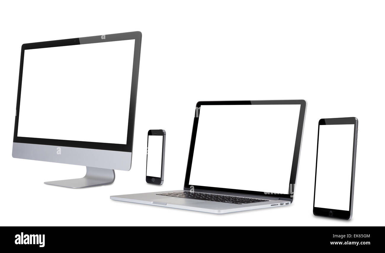 Computer display isolated on white background Stock Photo - Alamy