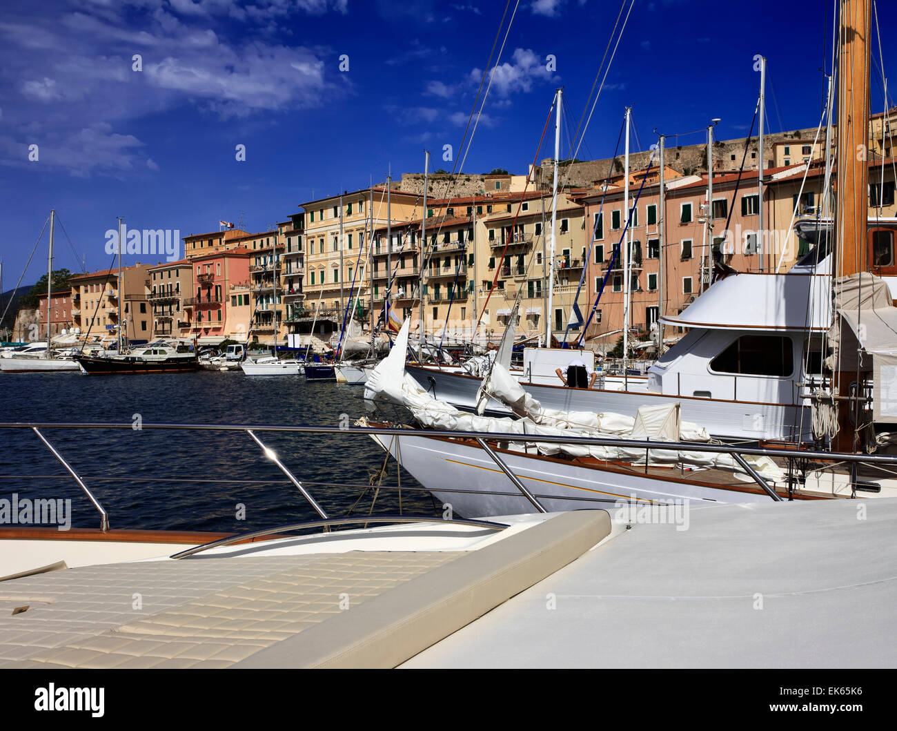 Italy, Tuscany, Elba Island, view of yachts in Portoferraio port Stock ...
