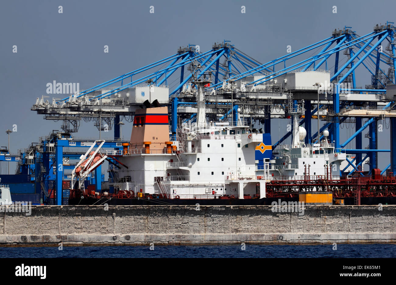 Malta Island, Marsaxlokk, cargo ships loading factory Stock Photo - Alamy