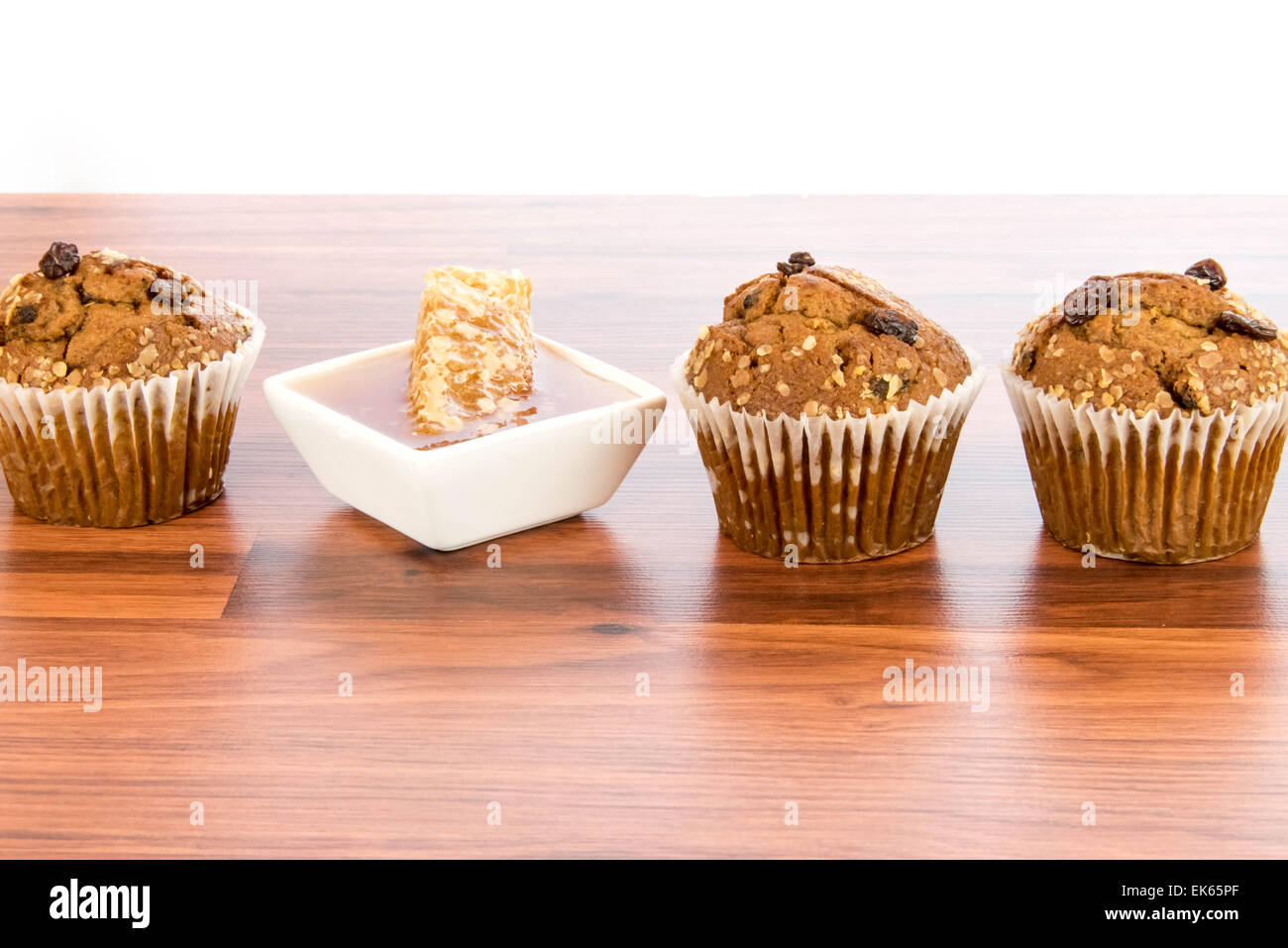 Fresh made honey raisin bran muffins Stock Photo - Alamy