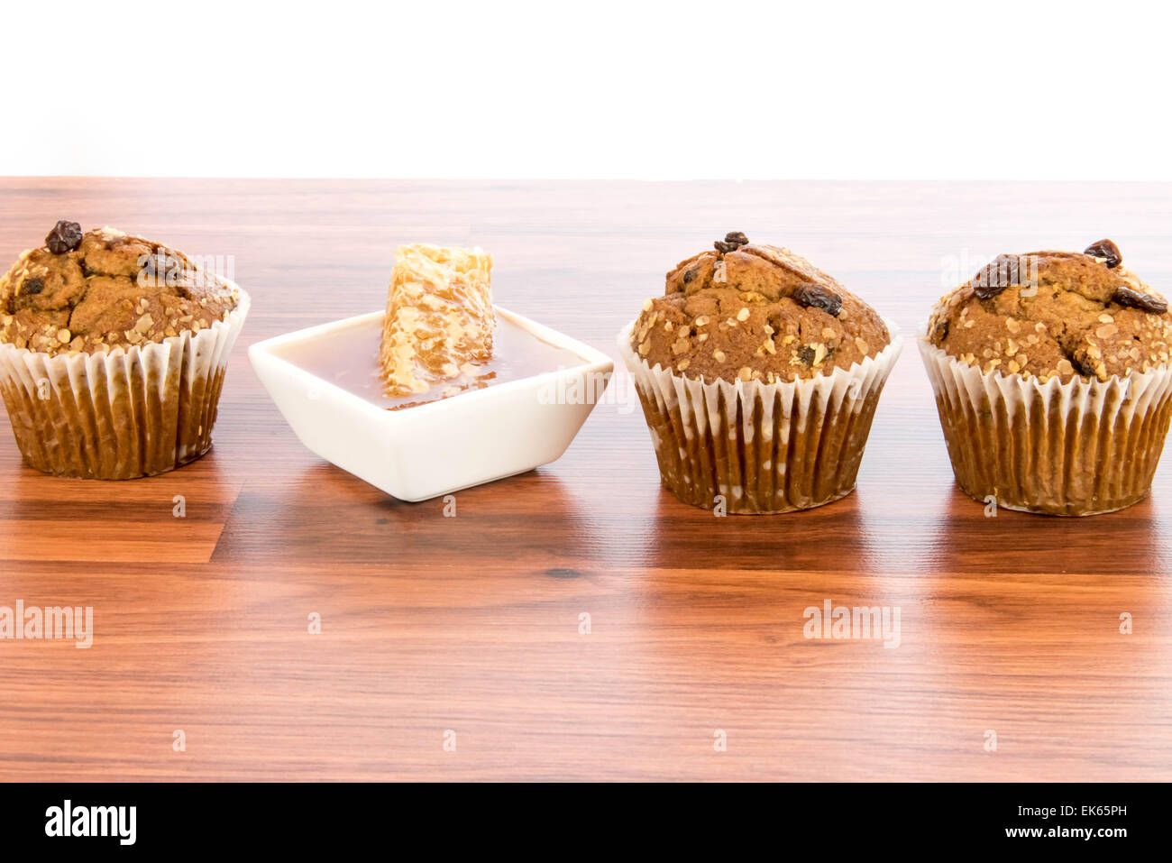 Fresh made honey raisin bran muffins Stock Photo - Alamy