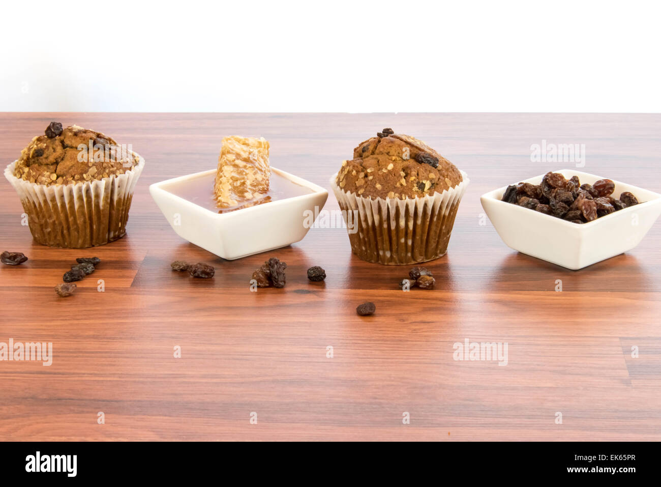 Fresh made honey raisin bran muffins Stock Photo - Alamy