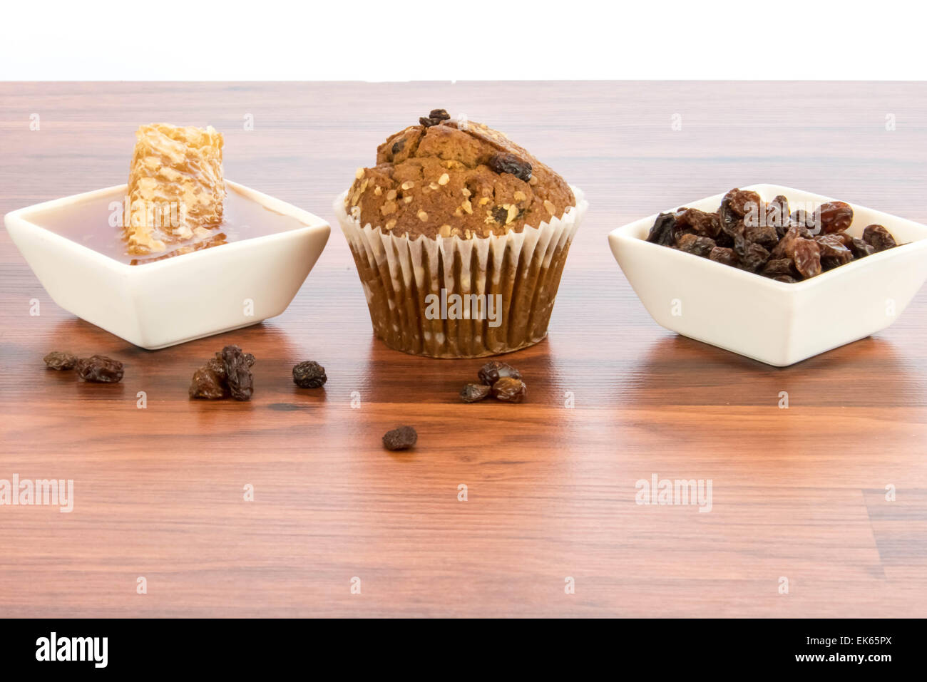 Fresh made honey raisin bran muffins Stock Photo - Alamy