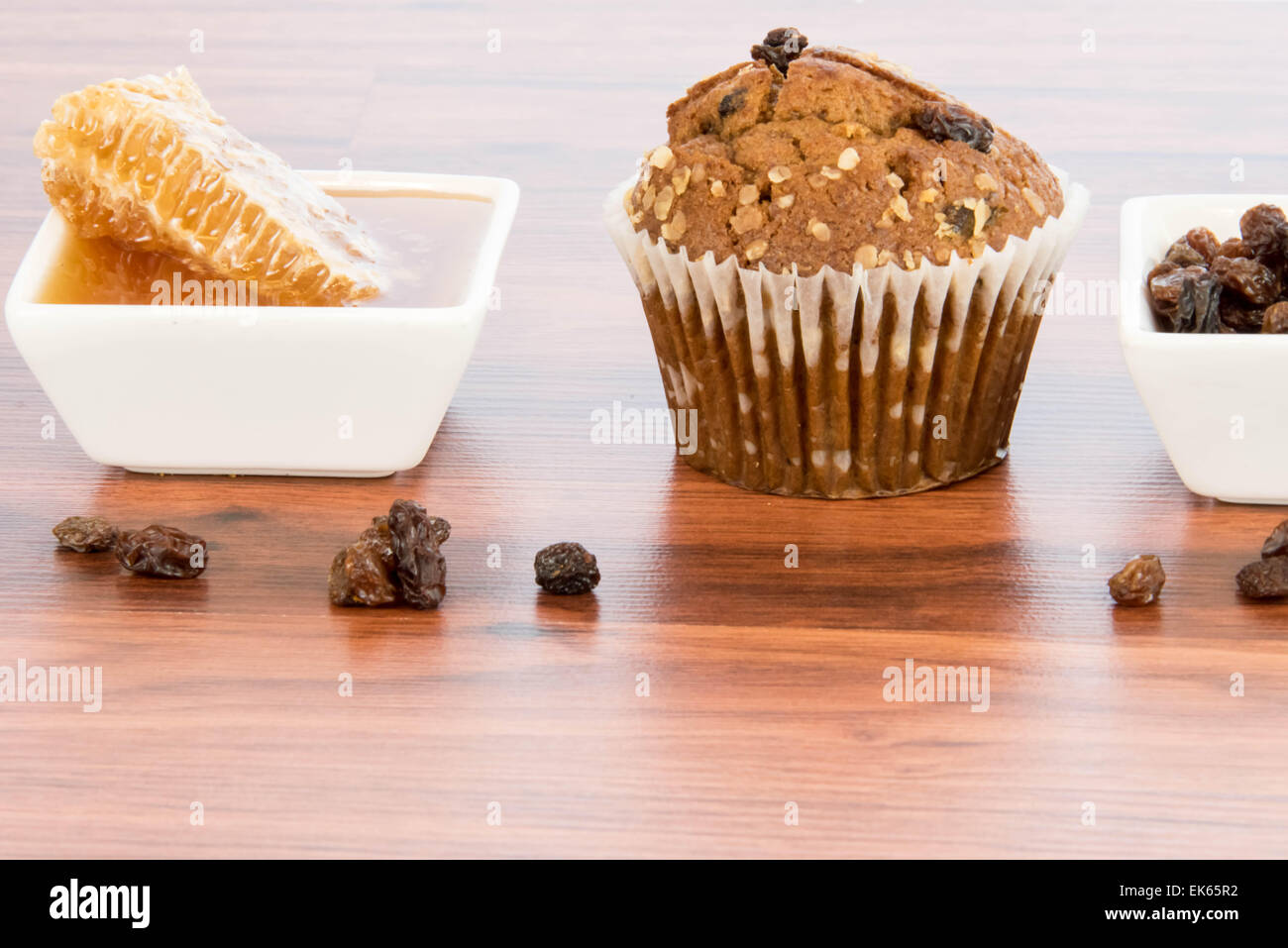Fresh made honey raisin bran muffins Stock Photo - Alamy