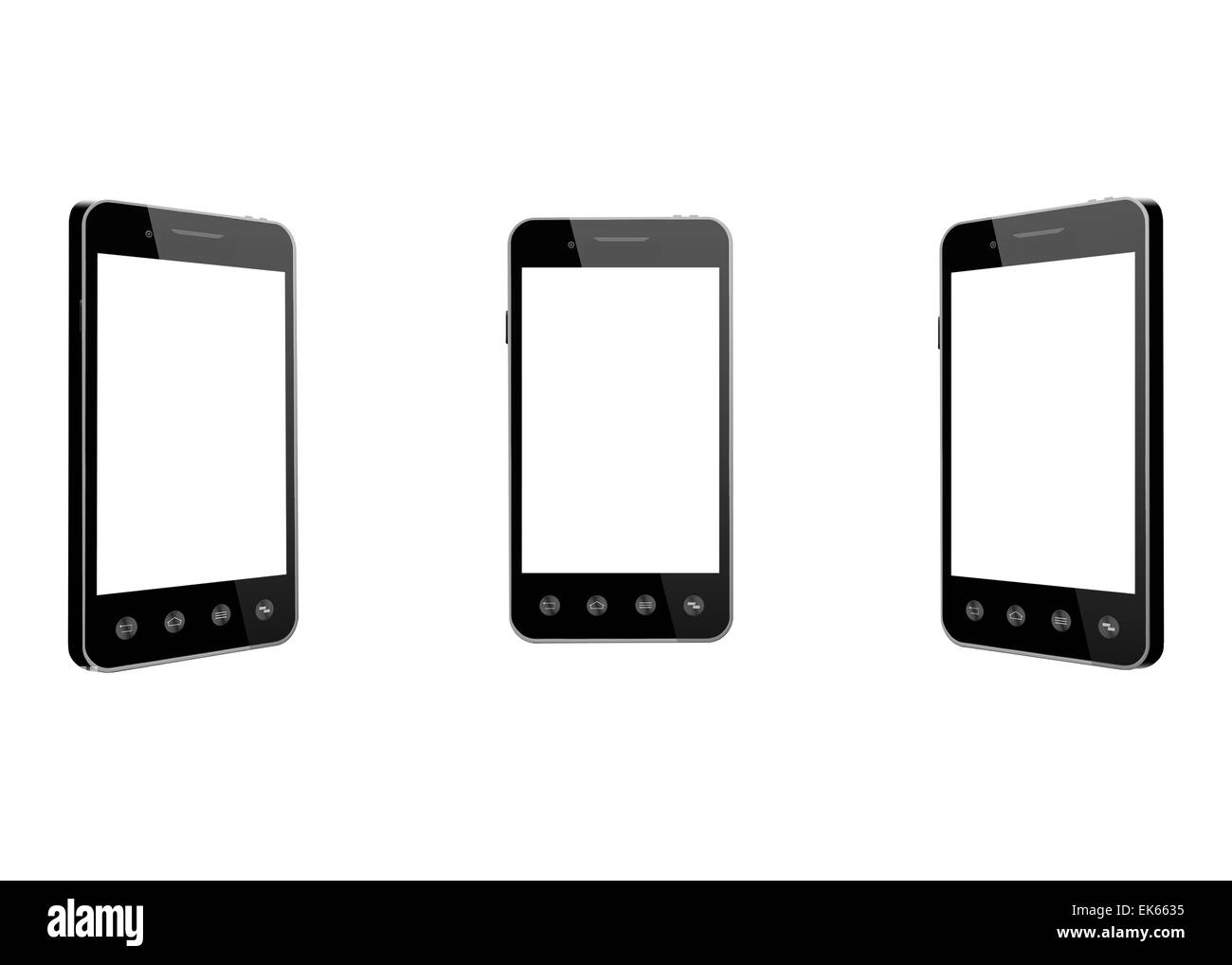 three smart-phones isolated on the white background Stock Photo - Alamy