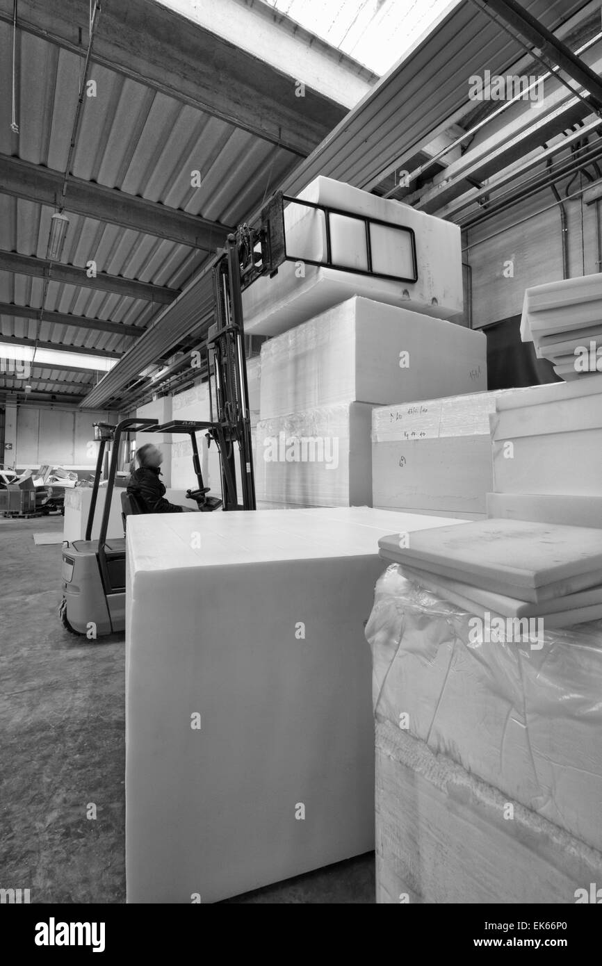 Foam rubber shapes in a foam rubber factory hi-res stock photography ...