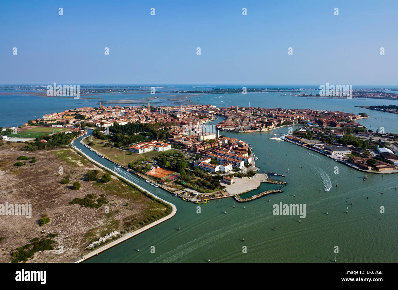 Italy, Venice, Murano Island and venetian lagoon aerial view Stock ...