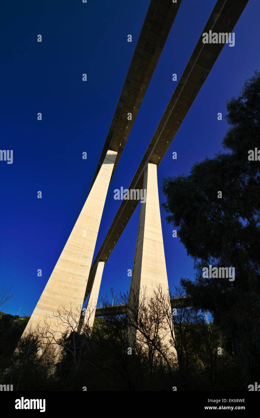 Italy, Sicily, Messina province, highway flyover concrete pillars Stock ...