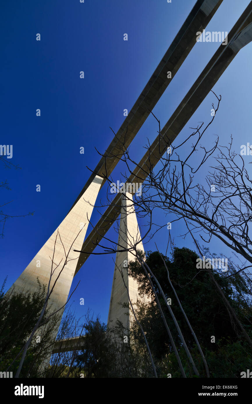 Italy, Sicily, Messina province, highway flyover concrete pillars Stock ...