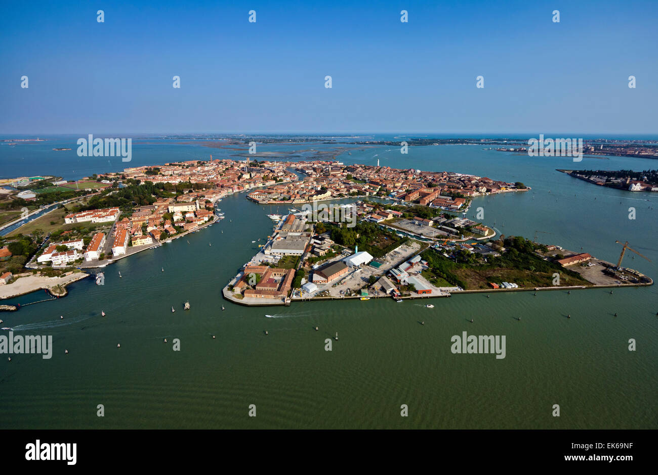 Italy, Venice, Murano Island and venetian lagoon aerial view Stock ...
